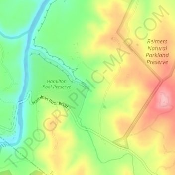 Hamilton Pool topographic map, elevation, terrain
