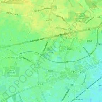 Lampton Park topographic map, elevation, terrain
