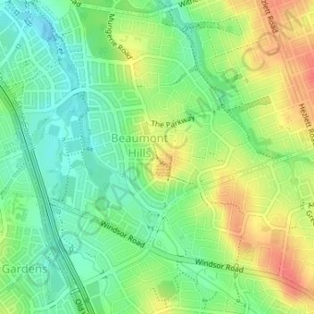 Turkeys Nest Reserve topographic map, elevation, terrain